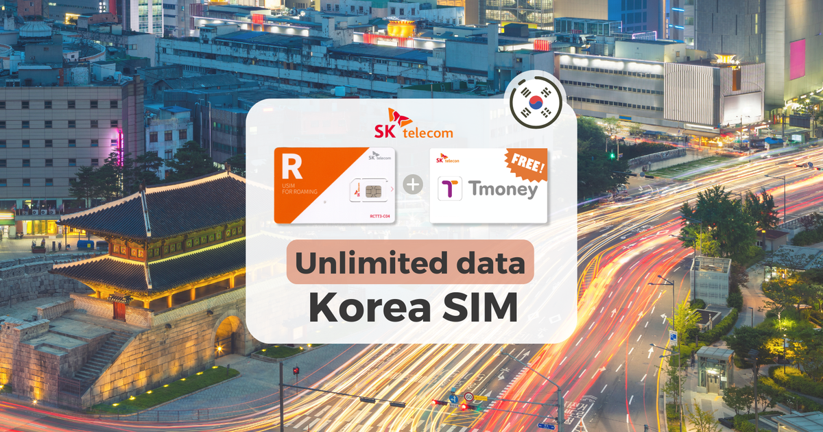 【贈送大創優惠券】韓國旅遊網卡 | SKT無限4G LTE 數據+可通話 SIM卡 | 韓國機場/首爾自取