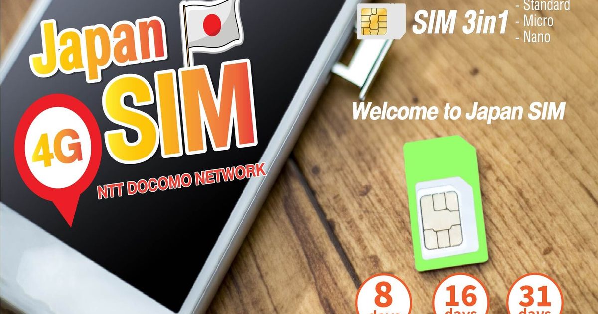 Unlimited Data SIM Card for Japan (8, 16, & 31 Days)